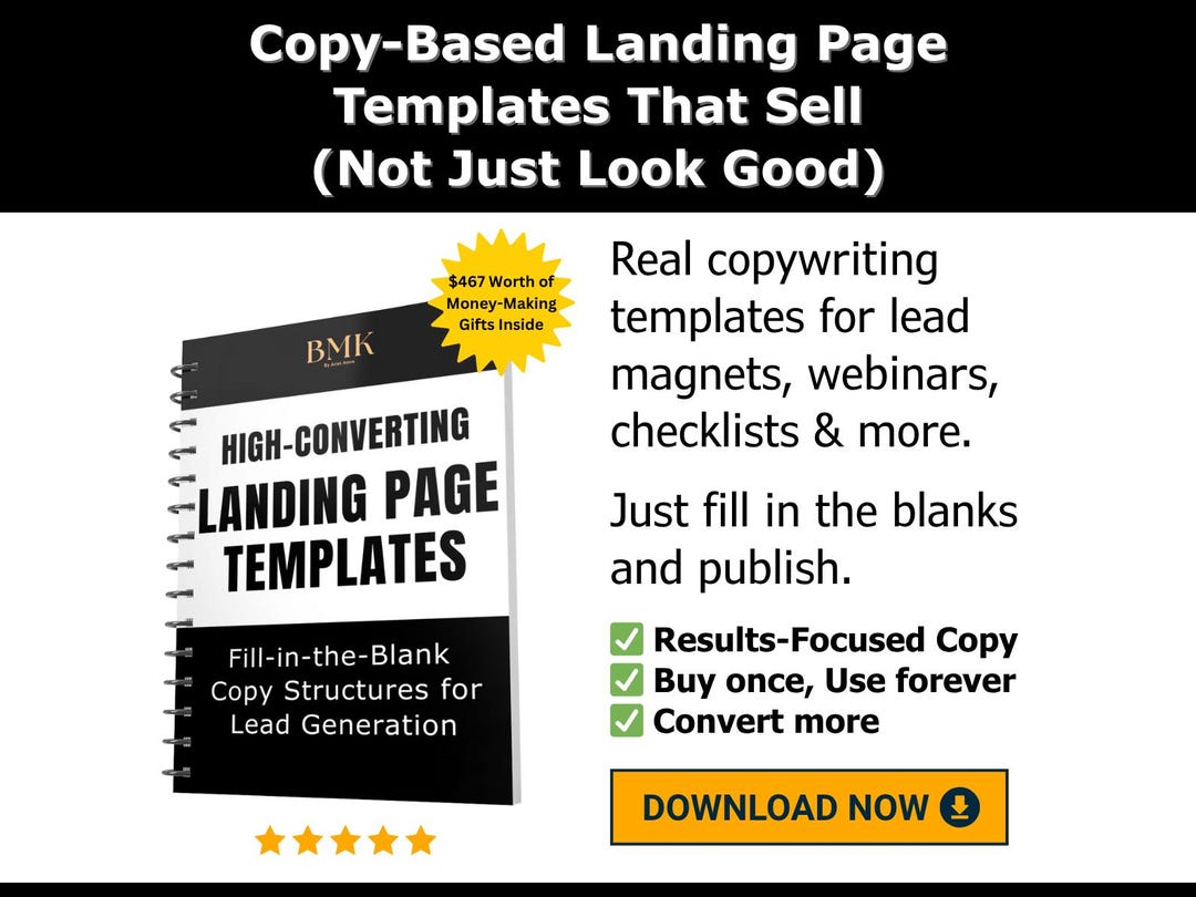 Landing Page Copy Templates for Lead Magnets | Fill-in-the-blank Email ...