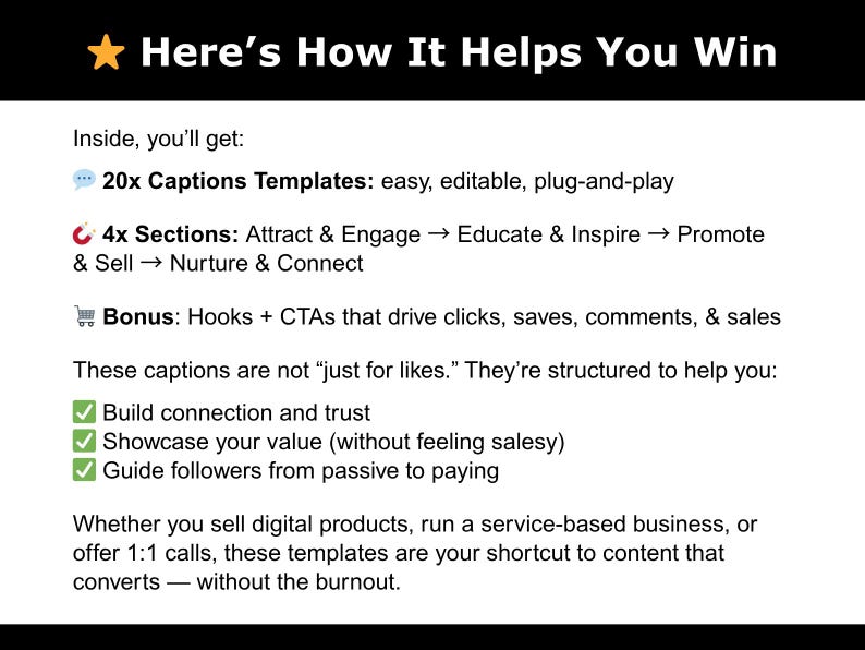 Social Media Captions & Posts That Sell | Plug-and-play Content ...