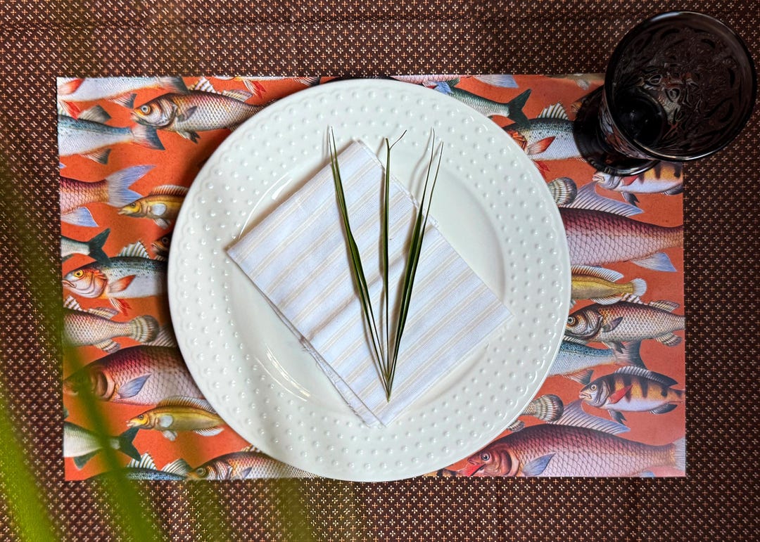 Whimsical Vintage-inspired Fish Design Paper Placemats (set of 5 ...