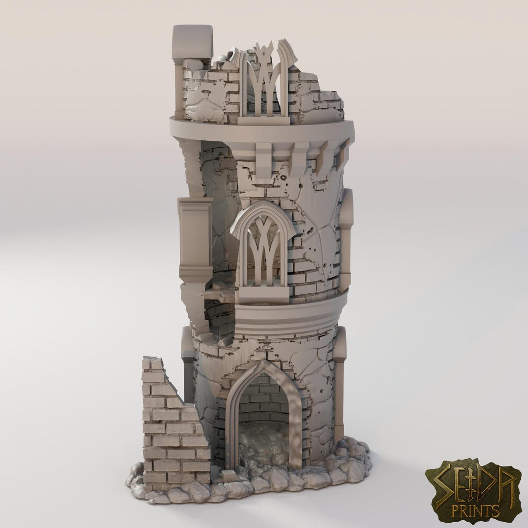 Ashfall Keep Ruins • 3D Printed Fantasy Tower Terrain • Medieval ...