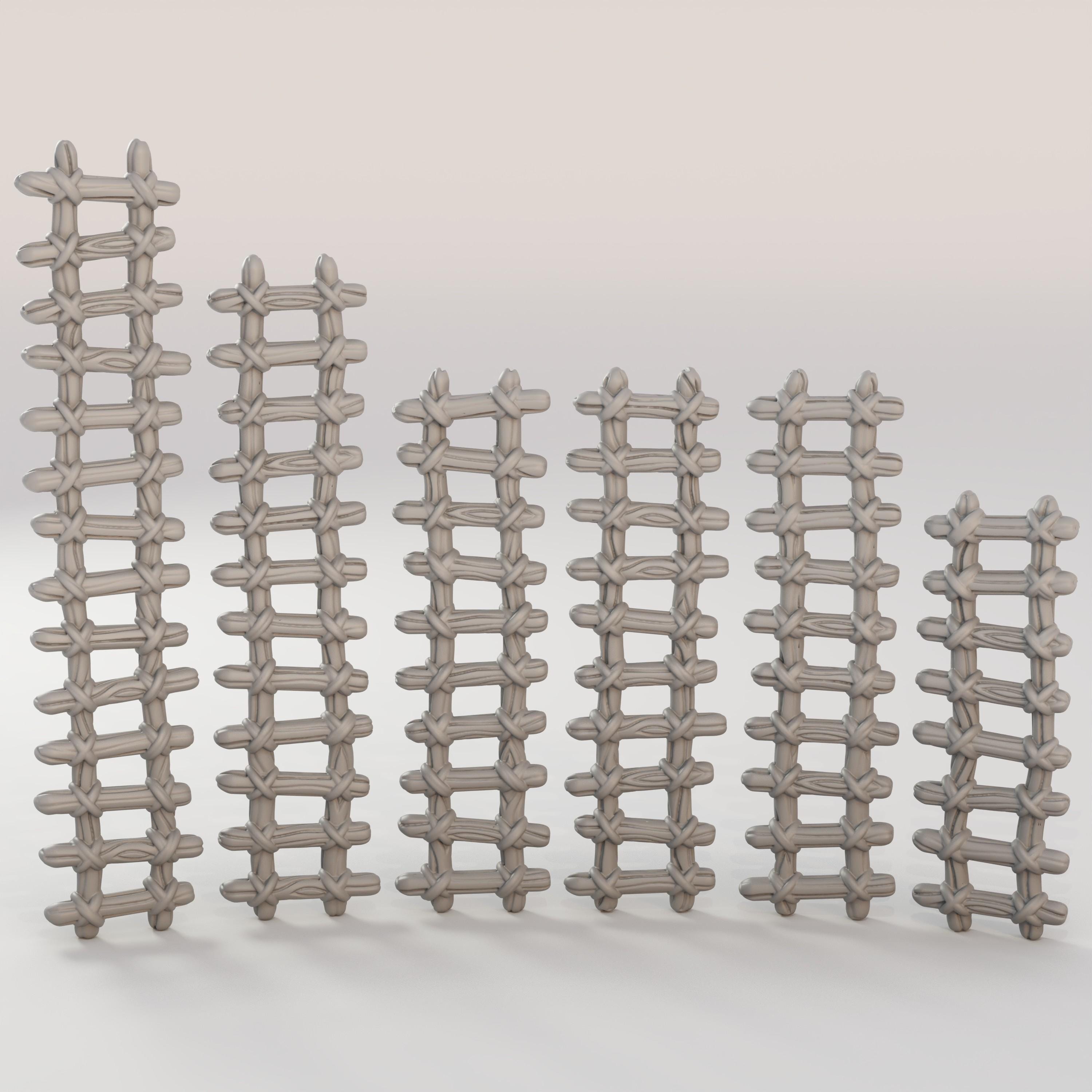 3D Printed Rustic Wood Ladders Terrain Set • Primitive Miniature ...