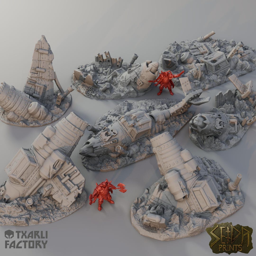 Crashed Planes 3D Printed Terrain • Sci-fi Aircraft Wreckage Scatter ...