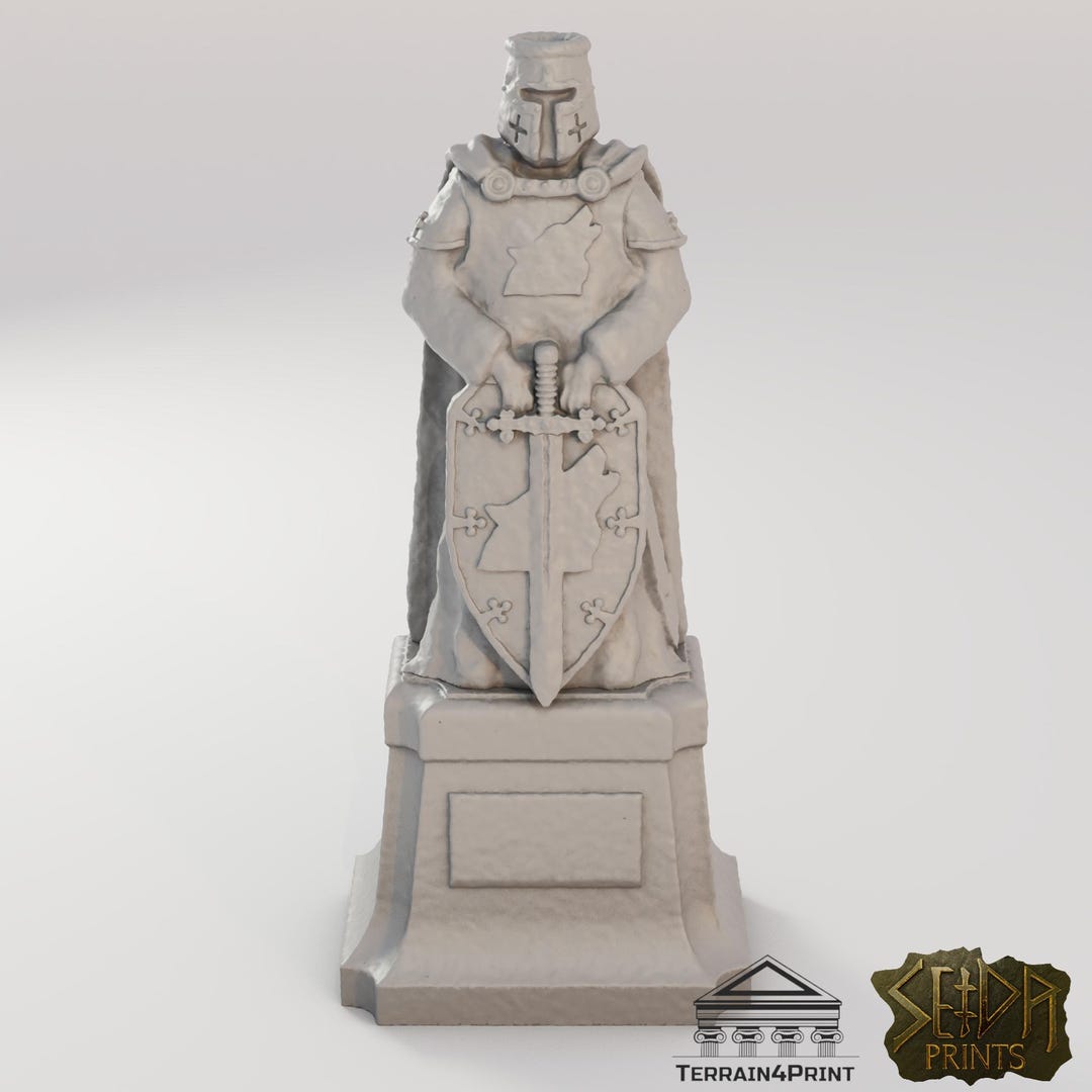 Cloaked Knight Statue 3D Printed Terrain • Medieval Monument • Scenery ...