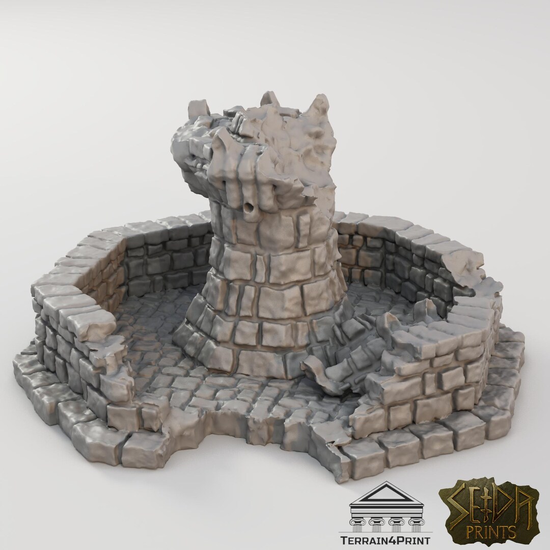 3D Printed Old Stone Fountain Ruin • Hobby Model Terrain • Scenery for ...
