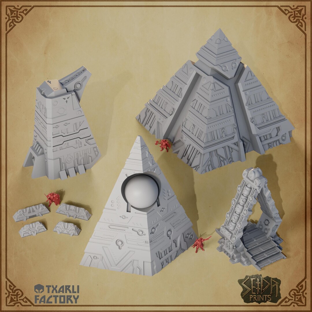 Xeno Pyramids Terrain Set • Alien Pyramid Scatter • Sci-fi Tabletop ...