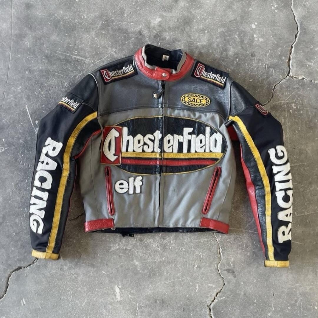 Handmade Chesterfield Racing Leather Motorcycle Jacket – Vintage Motogp ...