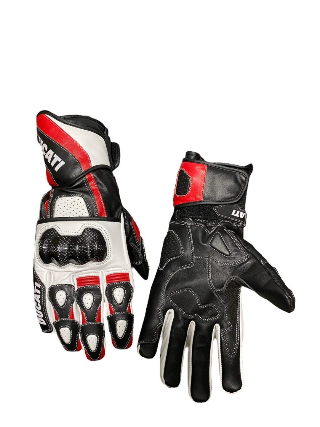 Handmade Ducati Leather Motorcycle Racing Gloves | Genuine Cowhide ...