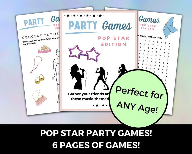 Printable Pop Star Party Games Bundle, Music Theme Birthday Kids ...