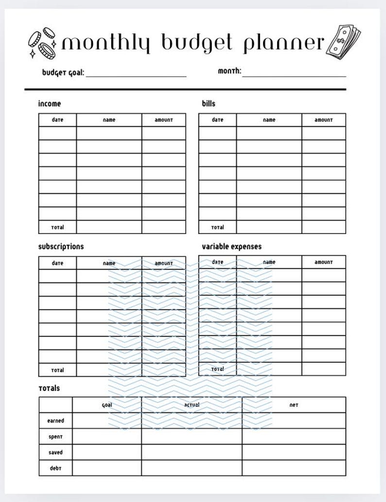MONTHLY BUDGET PLANNER - Etsy