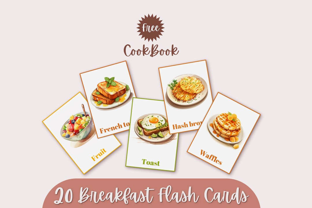 20 Printable Breakfast Flashcards – Montessori Educational Cards for ...