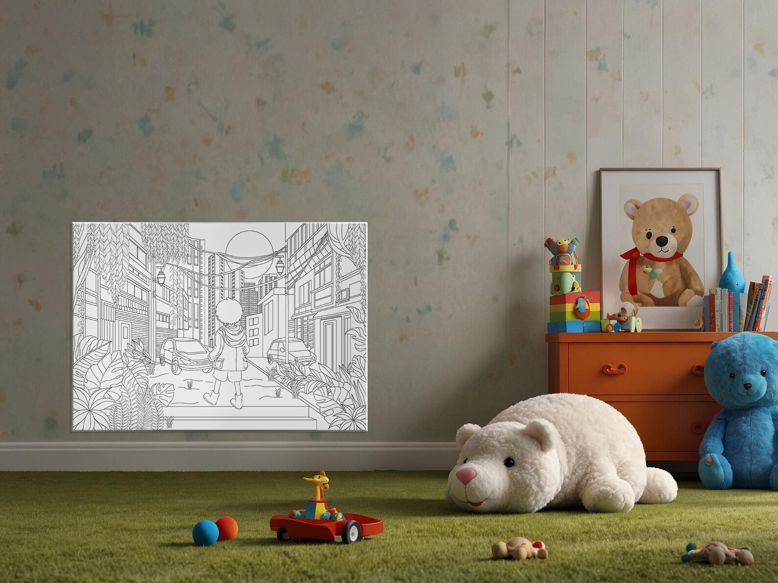 Urban Jungle Coloring Poster, Giant Coloring Poster, Large Coloring ...