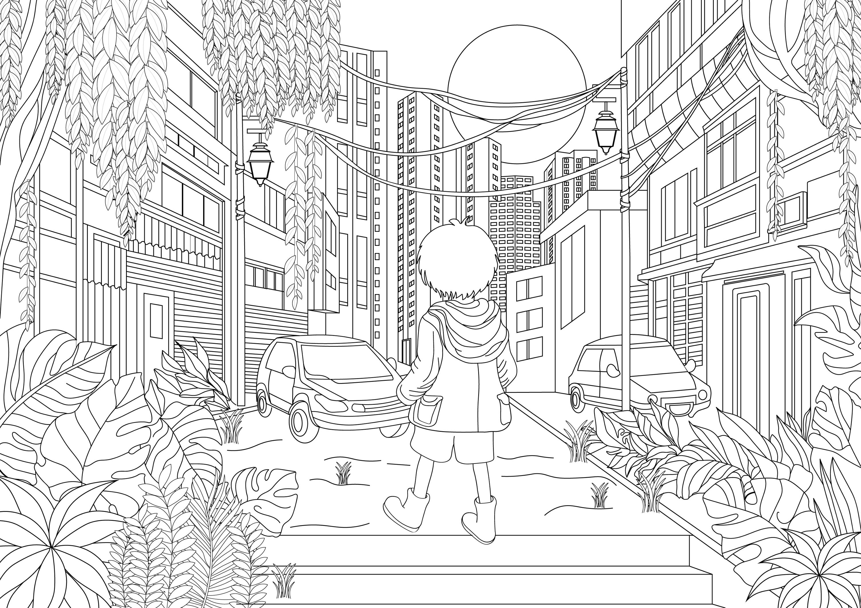 Urban Jungle Coloring Poster, Giant Coloring Poster, Large Coloring ...