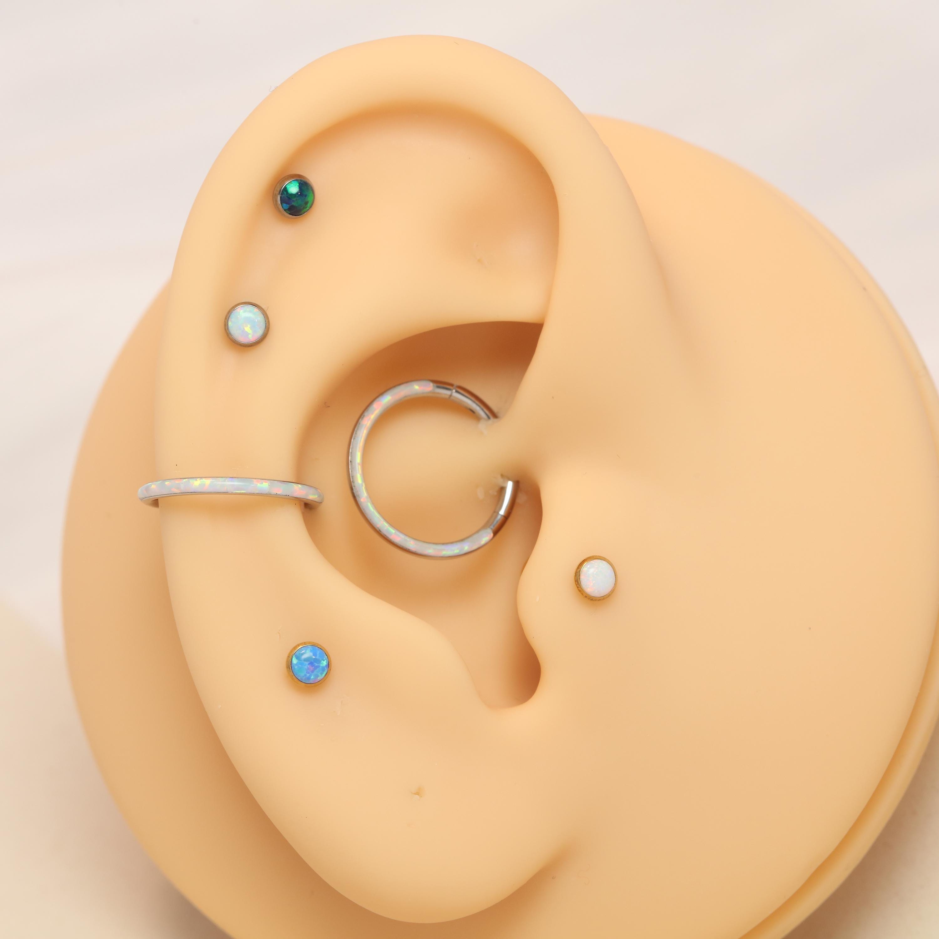 Gold Tiny Opal Stud Titanium for Internal Thread 16g 18g Labret Stud ...