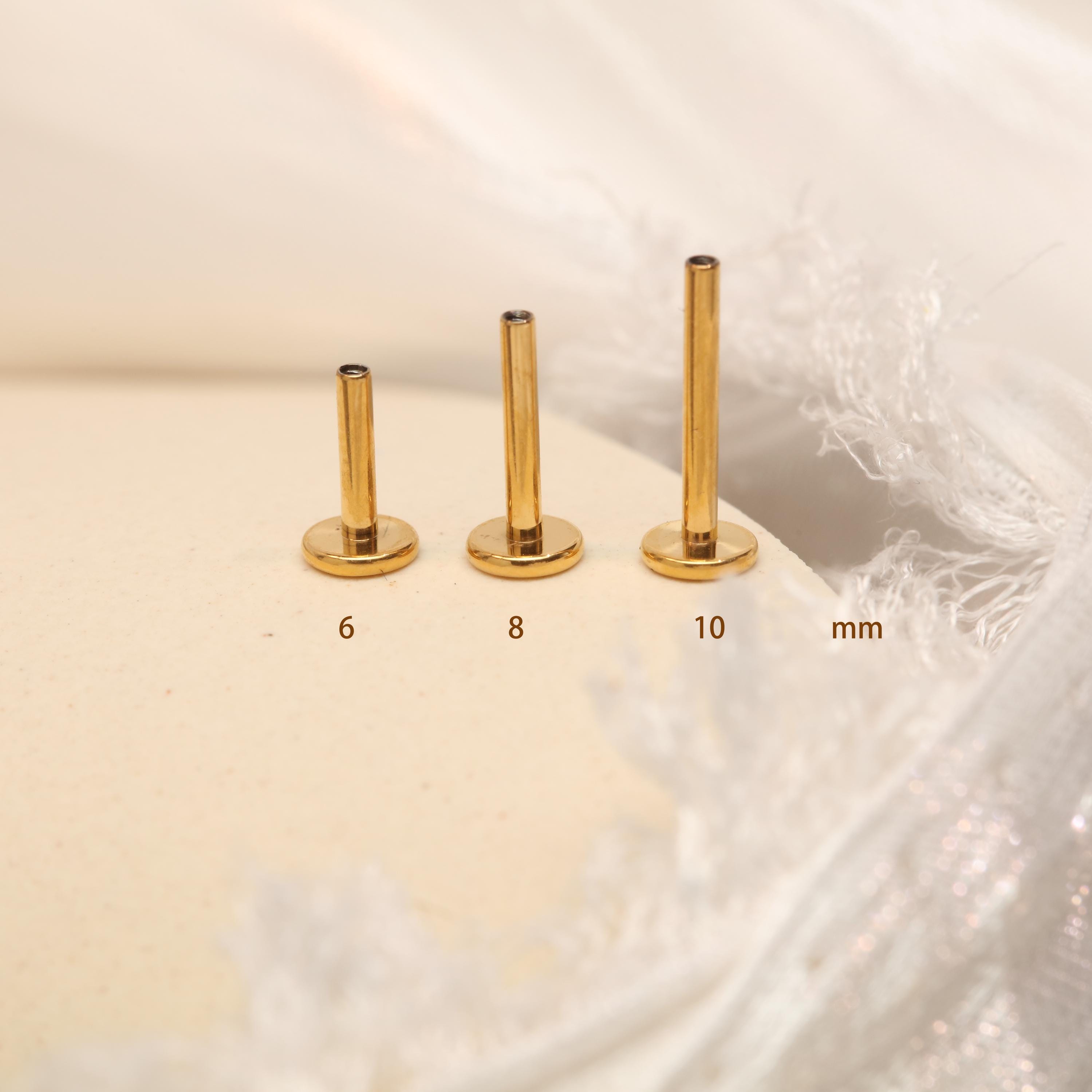 Gold Tiny Opal Stud Titanium for Internal Thread 16g 18g Labret Stud ...