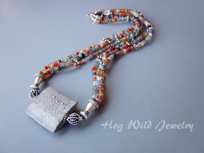 Handcrafted Artisan Multi Strand Gray Raku Bead Necklace - Etsy