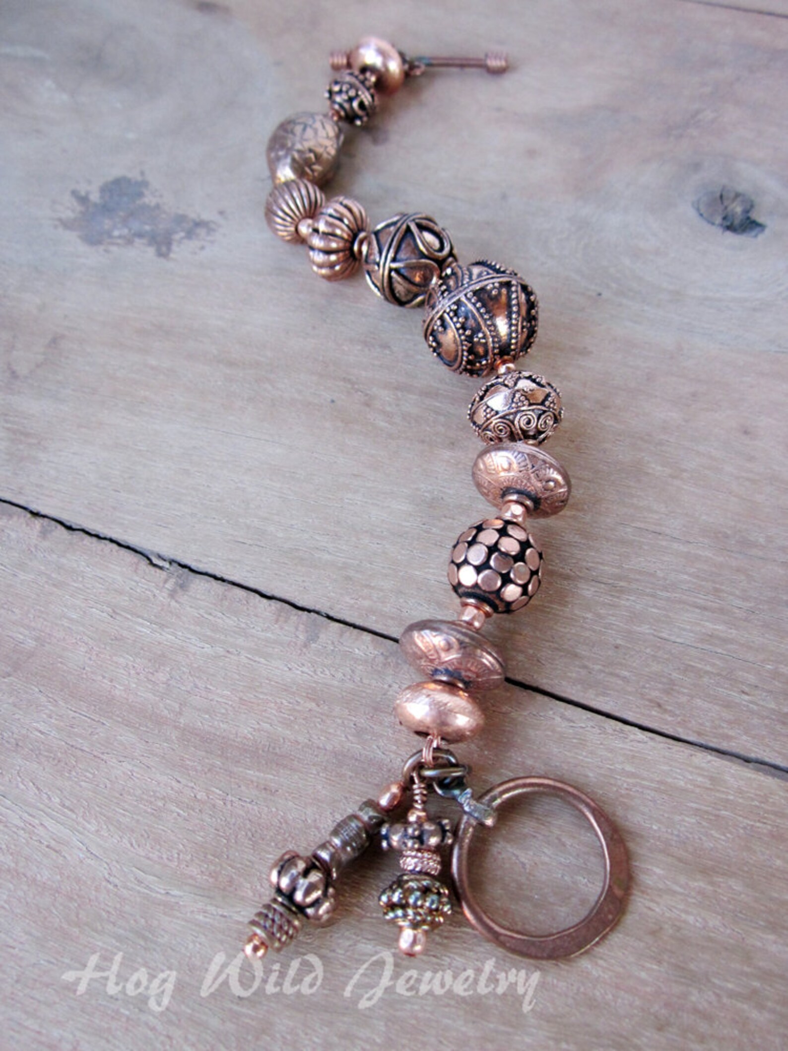Chunky Copper Bali Style Beads Statement Bracelet - Etsy