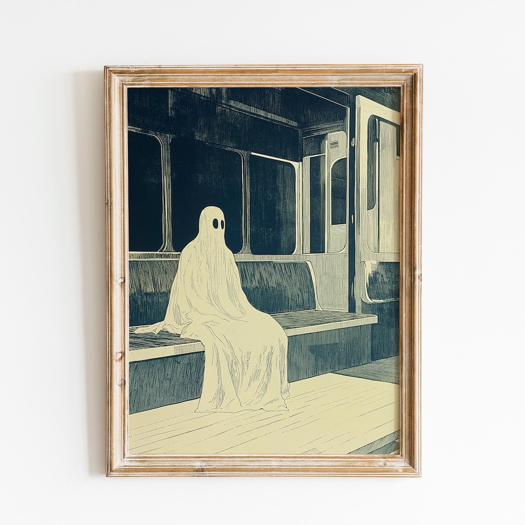 Ghost in Subway Poster | Halloween Ghost Art | Vintage Ghost Artwork ...