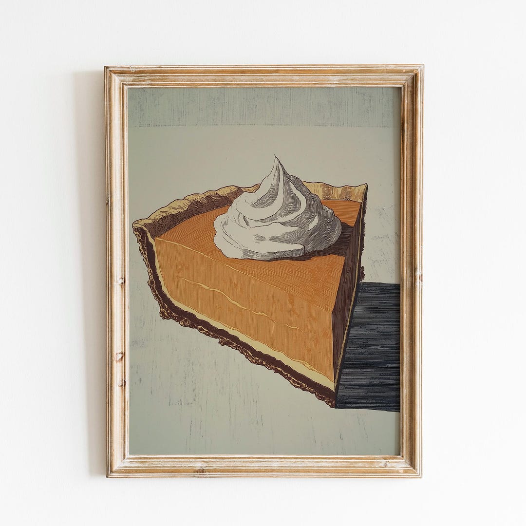 Rustic Pumpkin Pie Poster | Vintage Kitchen Dessert Art | Cozy Autumn ...