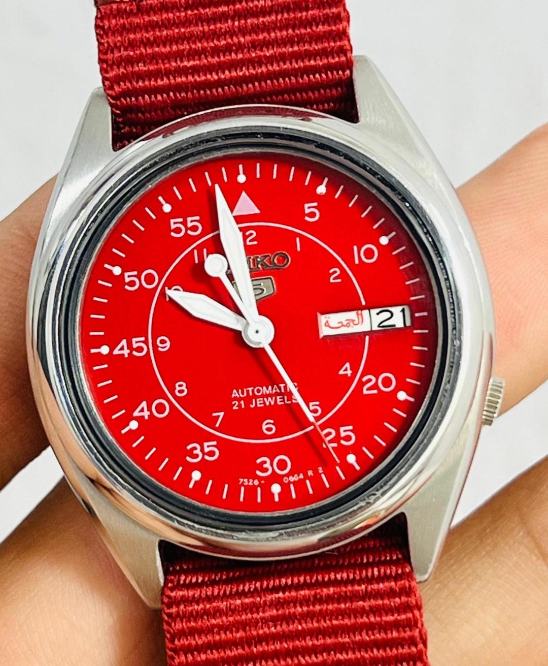 SEIKO 5 Automatic RED Dial & RED Strap Men's Vintage Watch - Etsy