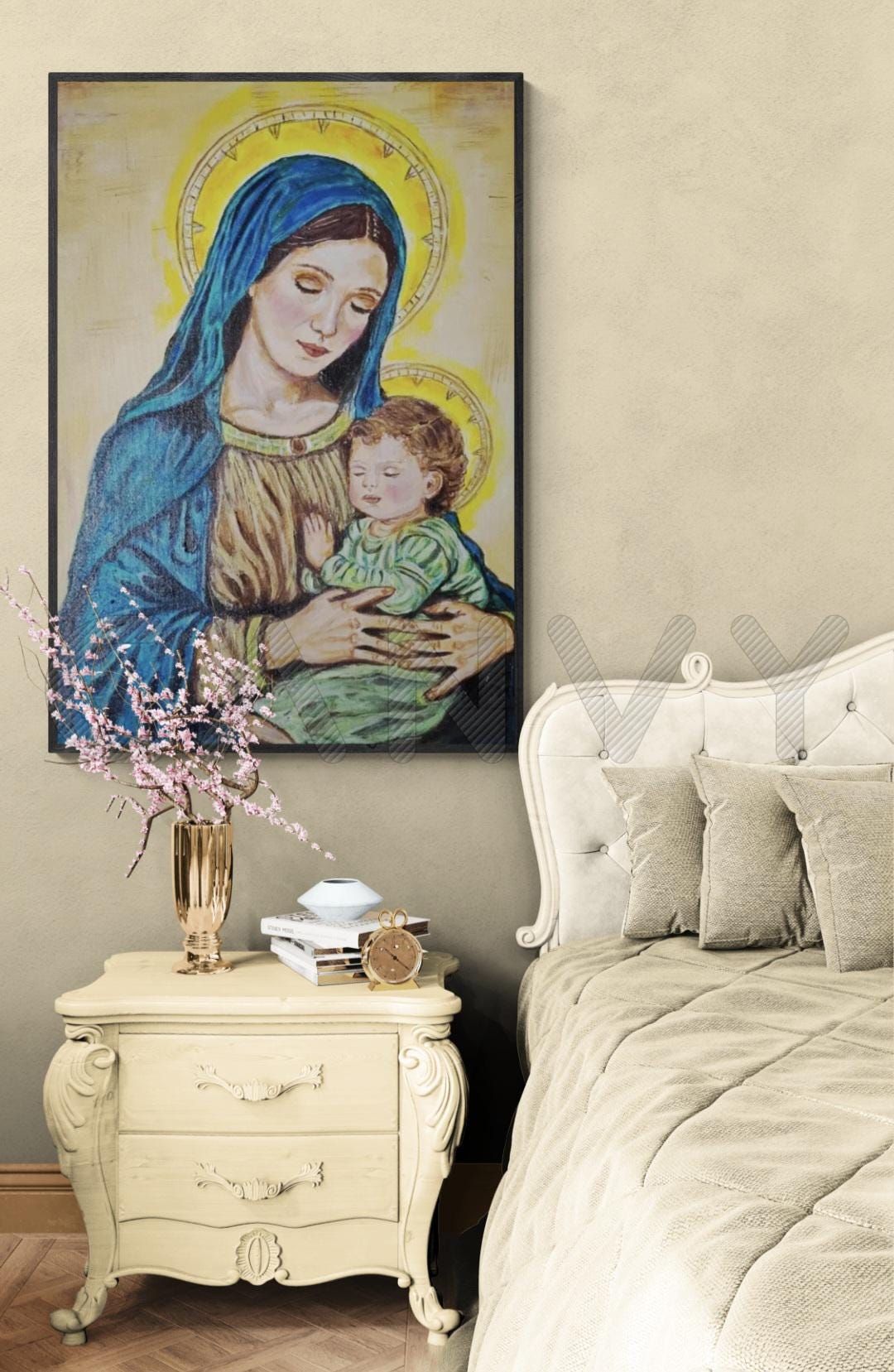 Colourful Printable Wall Art. Religious . Mary and Baby Jesus. Poster ...