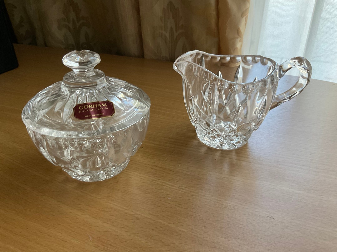 Vintage Set Gorham King Edward Crystal Creamer Lidded Sugar Bowl West ...