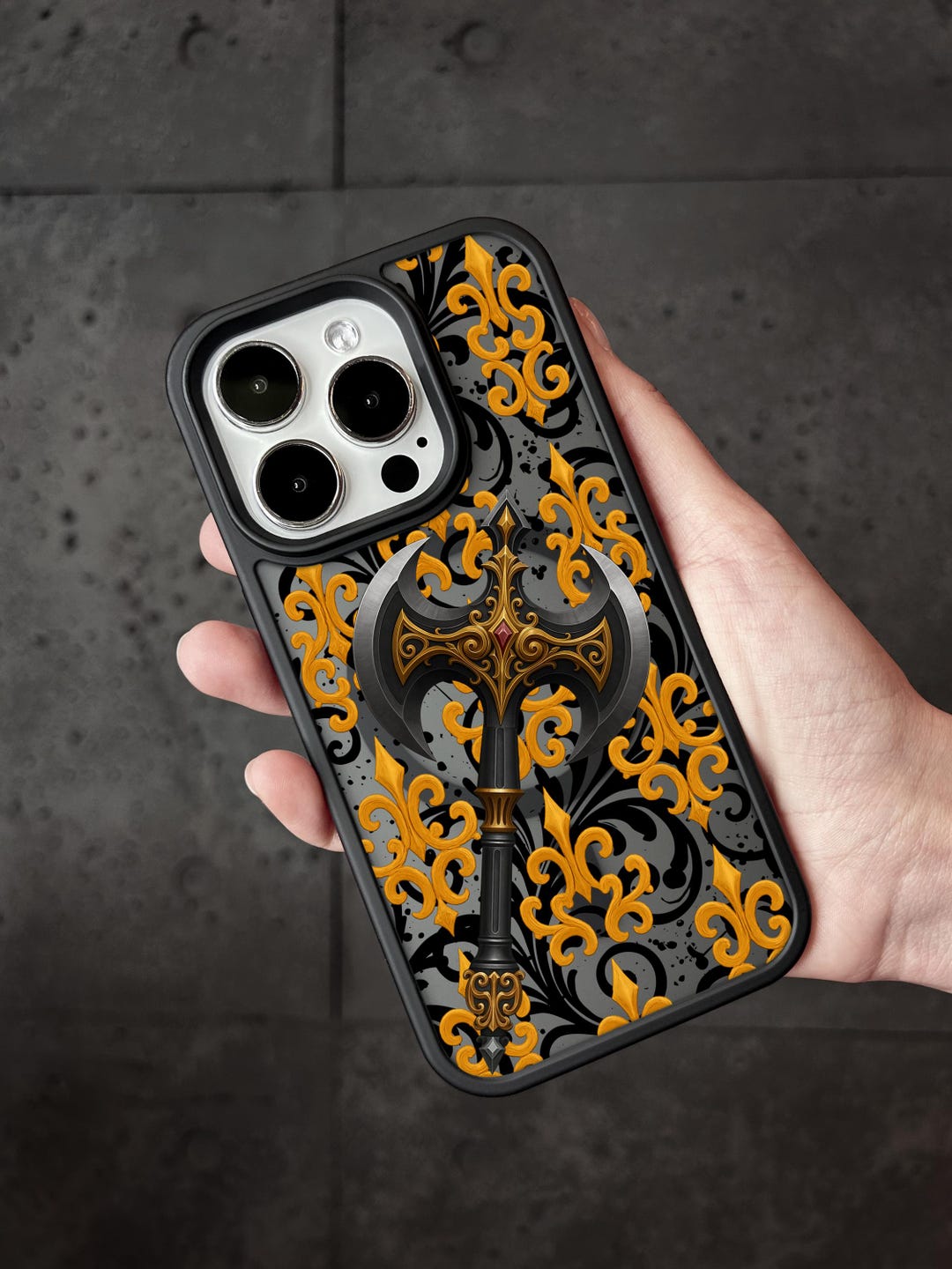 Golden Battle Axe iPhone 16 Pro Max Case, Medieval Weapon Warrior Phone ...