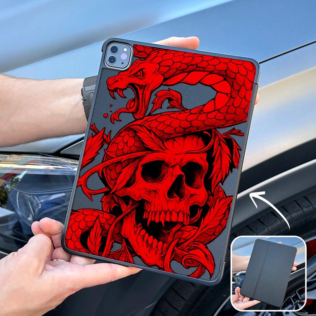 Red Skull iPad Pro 12.9 Case iPad Air 5/6 Cover Snake Horror iPad 10.9 ...