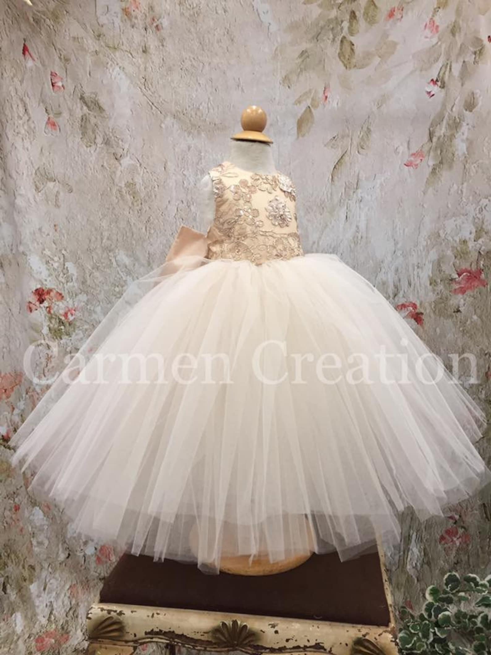 Mini Bride Flower Girl Dress Champagne/gold - Etsy