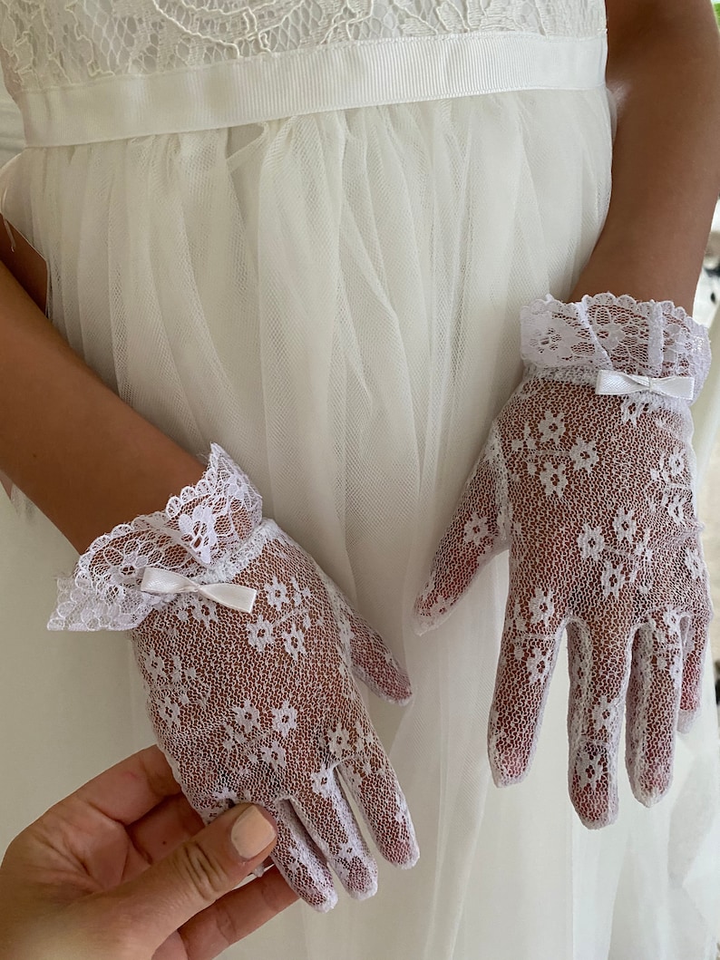 First Communion Lace Gloves Flower Girl Tea Party Kids - Etsy