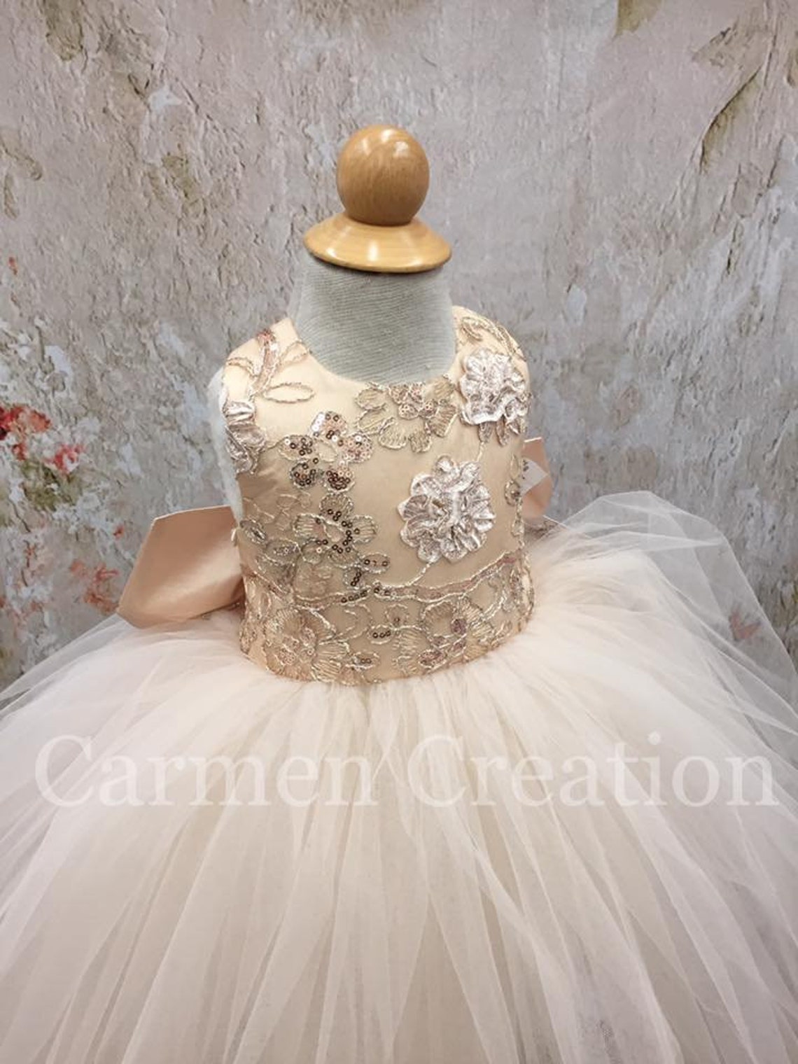 Mini Bride Flower Girl Dress Champagne/gold - Etsy