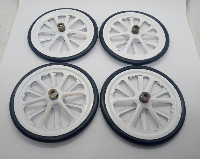 Vintage Restored Wagon Wheels With Tires 2.75" Beautiful White Painted ...