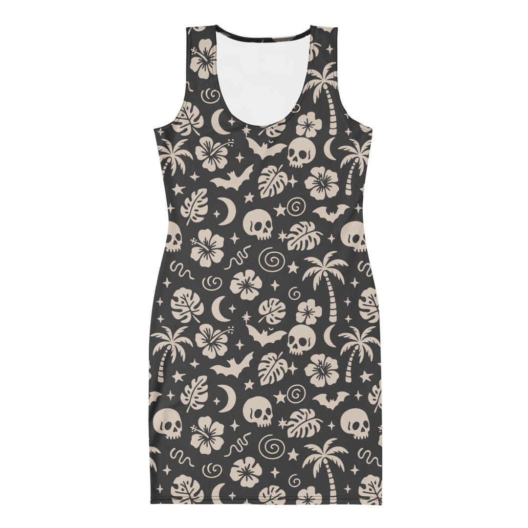 Skull Hibiscus Bodycon Dress: Tropical Goth Halloween Outfit - Etsy