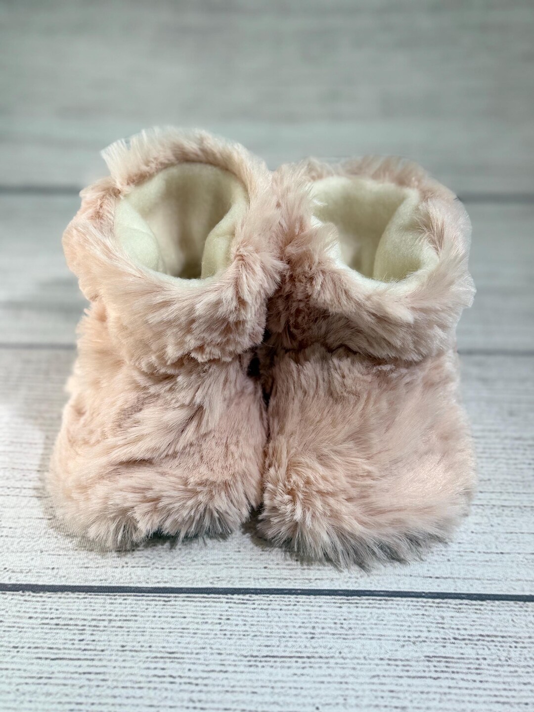 Handmade Faux Fur Baby Booties, Fleece Lined, Skid Resistant - Etsy