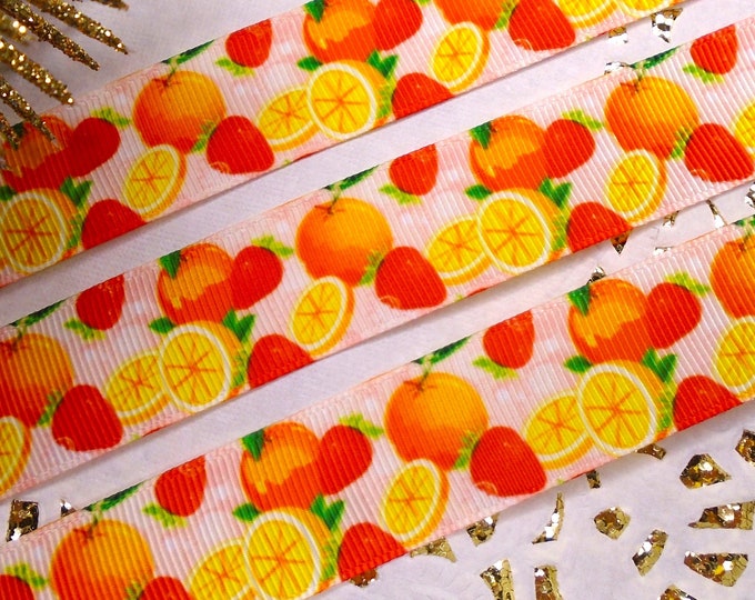 3 Yards 7/8 22mm Kawaii Orange Fruits Ribbon by Yard Hairbows Headbands ...
