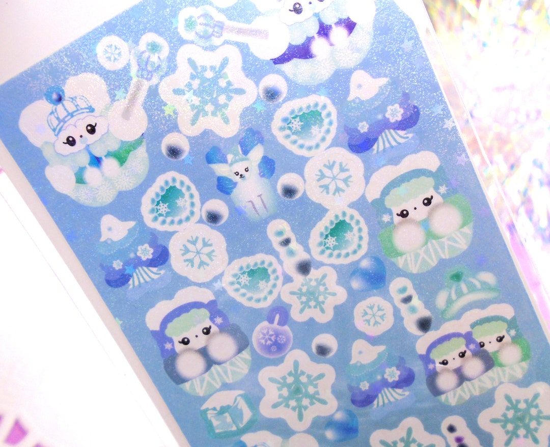 Blue Snowflakes Sticker Sheet Scrapbooking Tags Party Cell - Etsy
