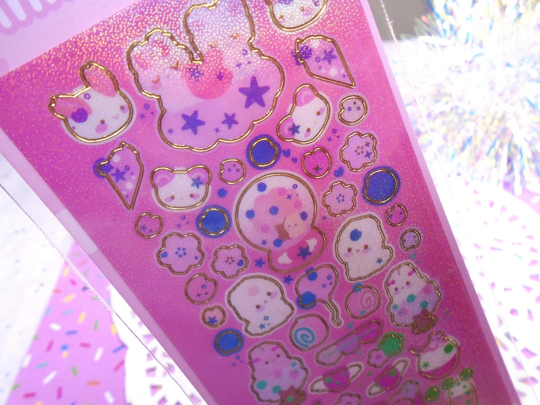 Rabbit Bear Pink Sticker Sheet Scrapbooking Tags Party Cell - Etsy