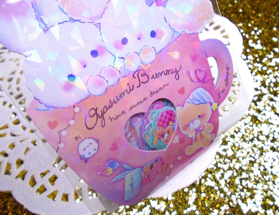 21 Pc. Kawaii Sticker Flakes Oyasumi Bunny Planner Stickers ...