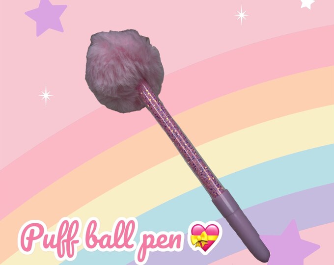 Kawaii Pink Puff Glitter Pen Black Ink for Scrapbooking, Snail Mail ...