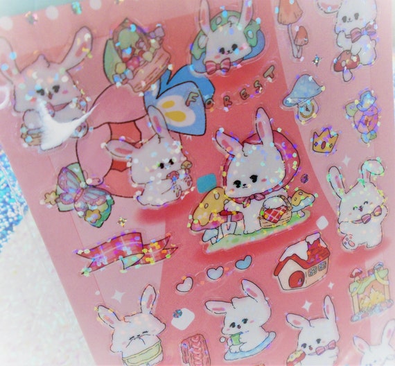 Lovely Rabbit Plastic Sticker Sheet Scrapbooking Tags Party - Etsy