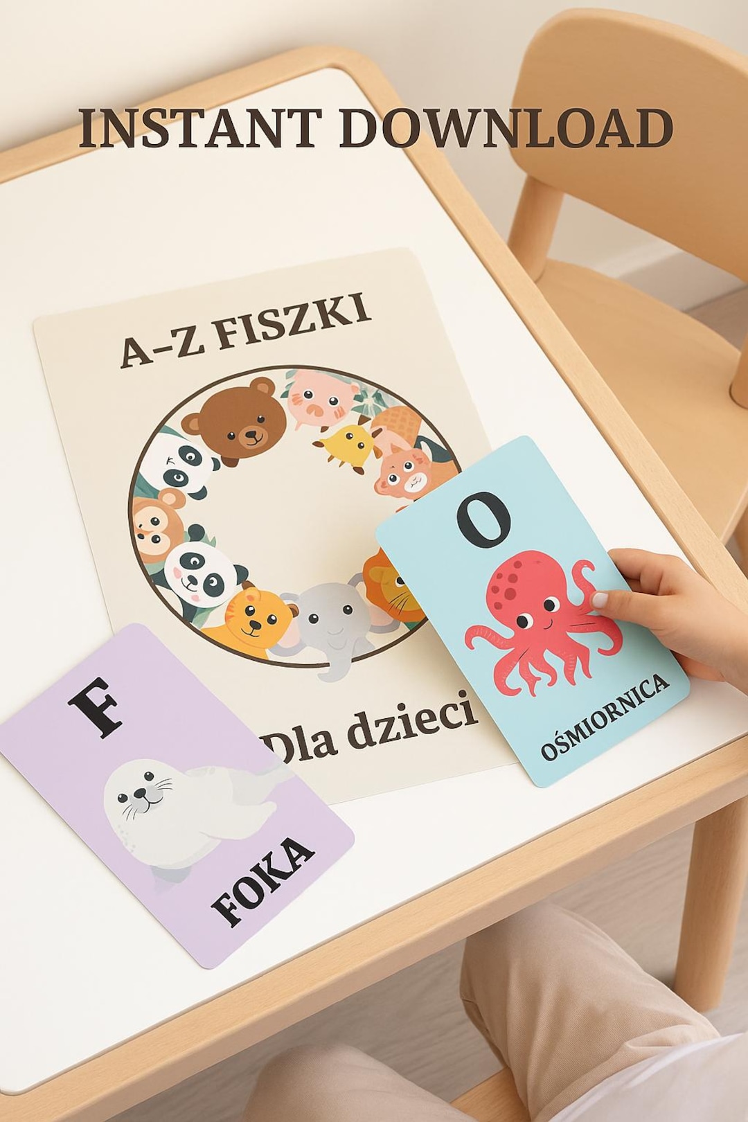 Polish Alphabet Flashcards for Kids | Animal Theme | Uppercase Letters ...