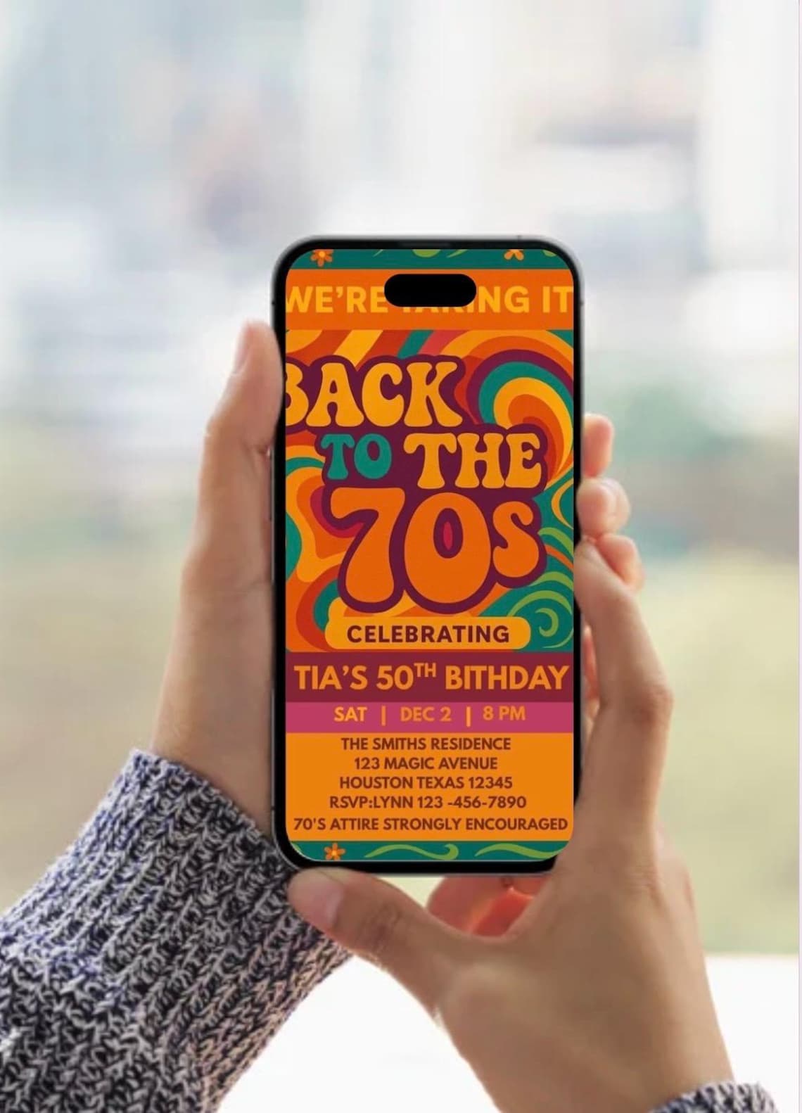 70s Theme Birthday Invitation | Back to the 70s Party Invite | Editable ...