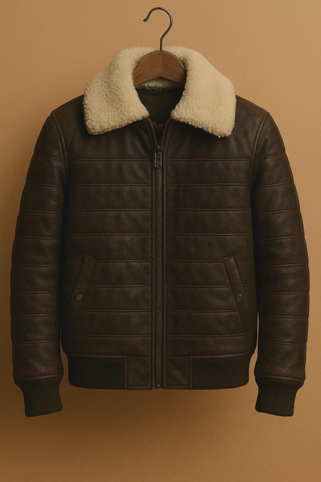 Handmade Brown Lambskin B3 Bomber Jacket, Shearling Aviator Coat - Etsy