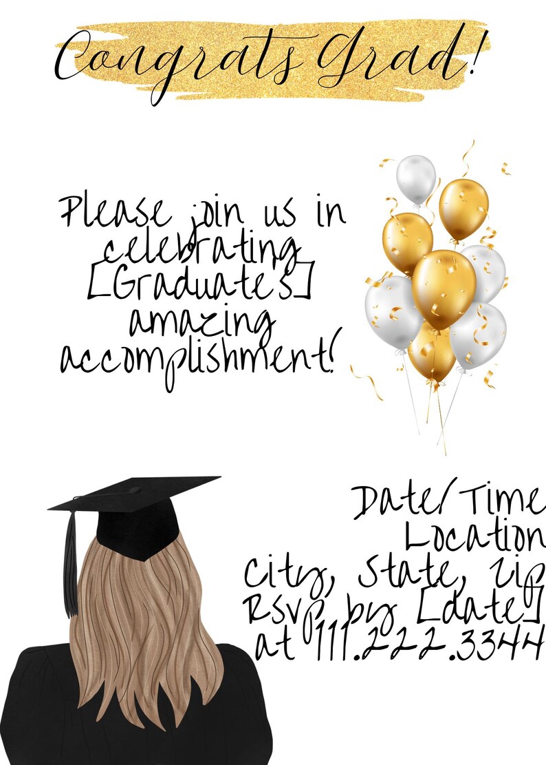 Graduation Invitation| Printable Invite | Customizable Party Invitation ...