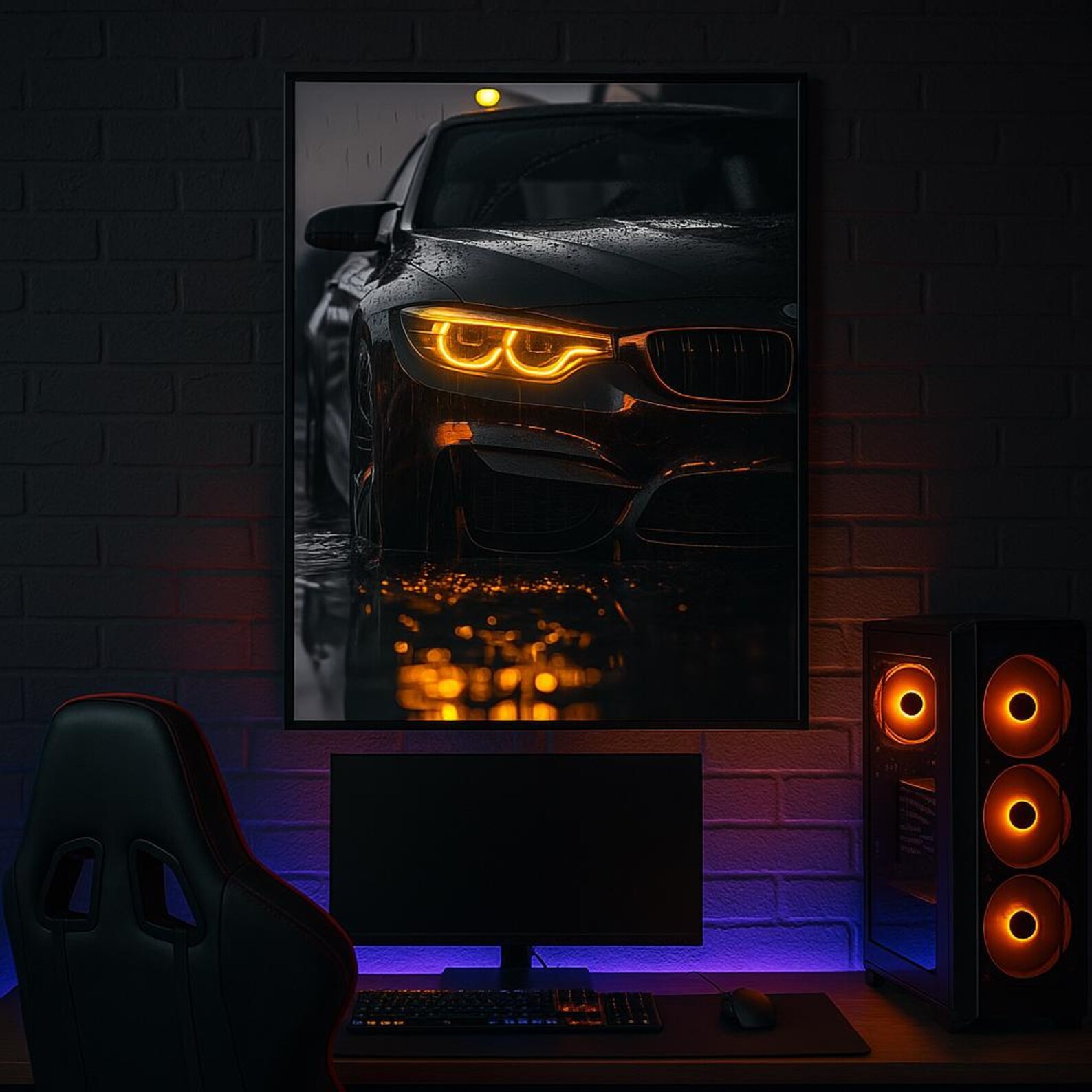 Custom LED Neon Car & Bike Poster: Automotive Wall Art - Etsy