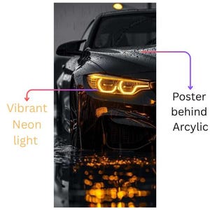 BMW Custom LED Car Poster | Neon Backlit Automotive Wall Art | Gift for ...