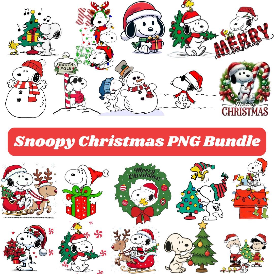Snoopy Christmas PNG Bundle, Holiday Peanuts Clipart (digital Download ...
