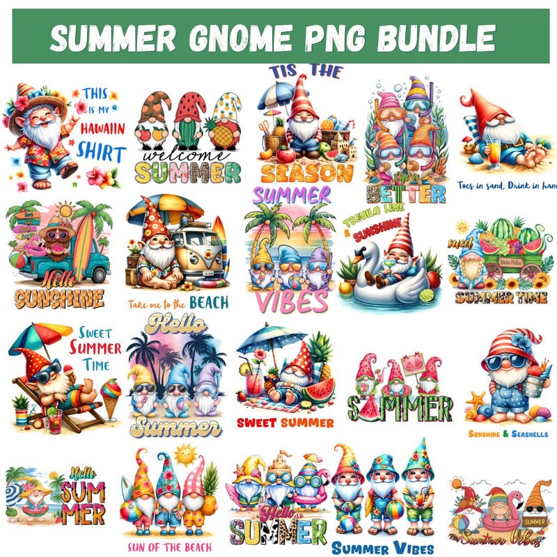 Summer Gnomes Clipart - Etsy