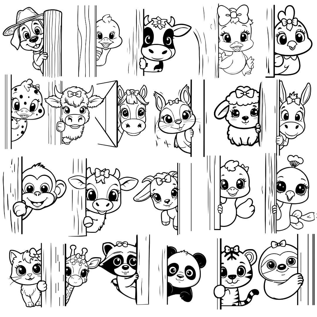 Peeking Animals SVG Bundle, Forest Animal PNG Bundle, Funny Jungle ...