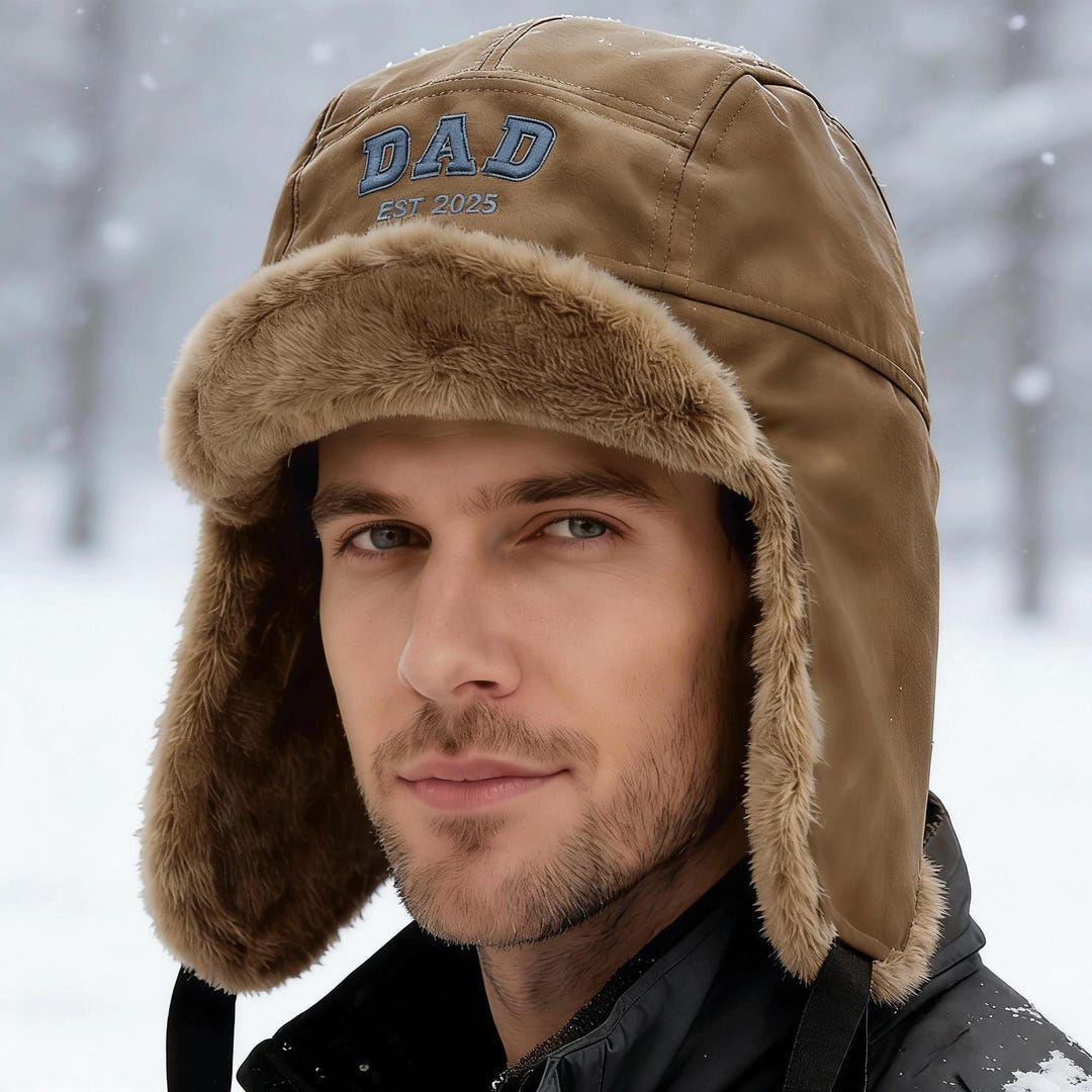 Custom Name Men’s Brown Hats, Trapper Hat Chapka Pilot Cap Russian ...