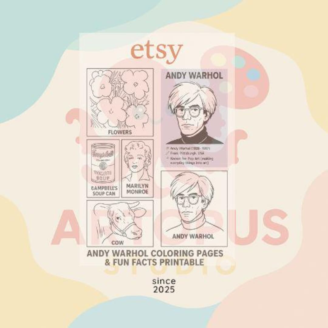 Andy Warhol Coloring Pages + Fun Facts | Printable Pop Art for Adults ...